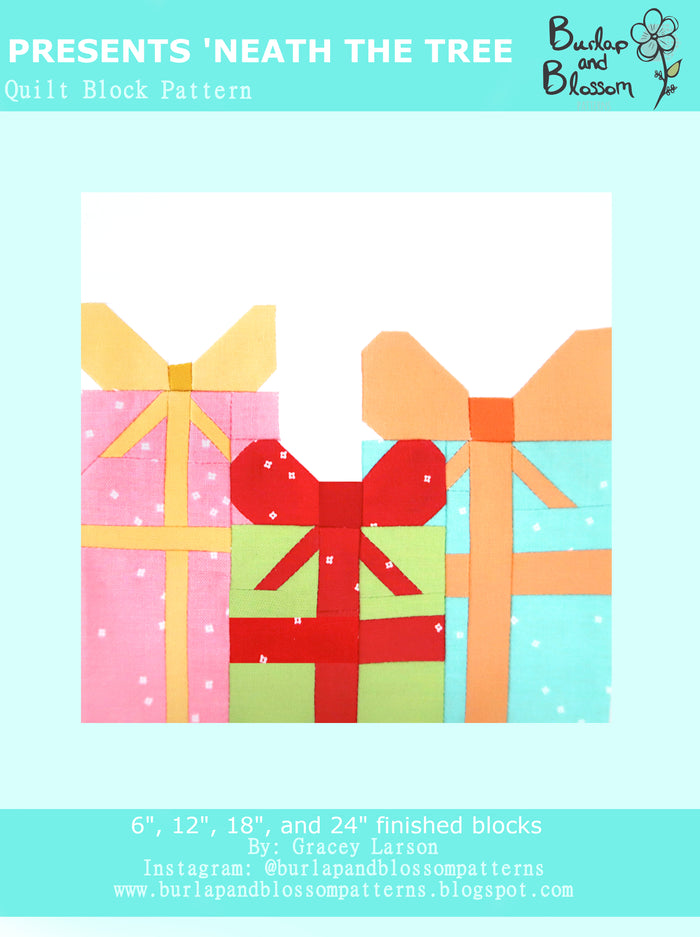 Pattern, Presents "Neath the Tree Quilt Block by Burlap and Blossom (d ...