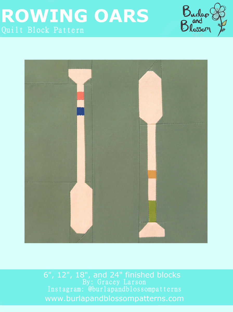 Pattern, Rowing Oars Quilt Block by Burlap and Blossom (digital downlo ...
