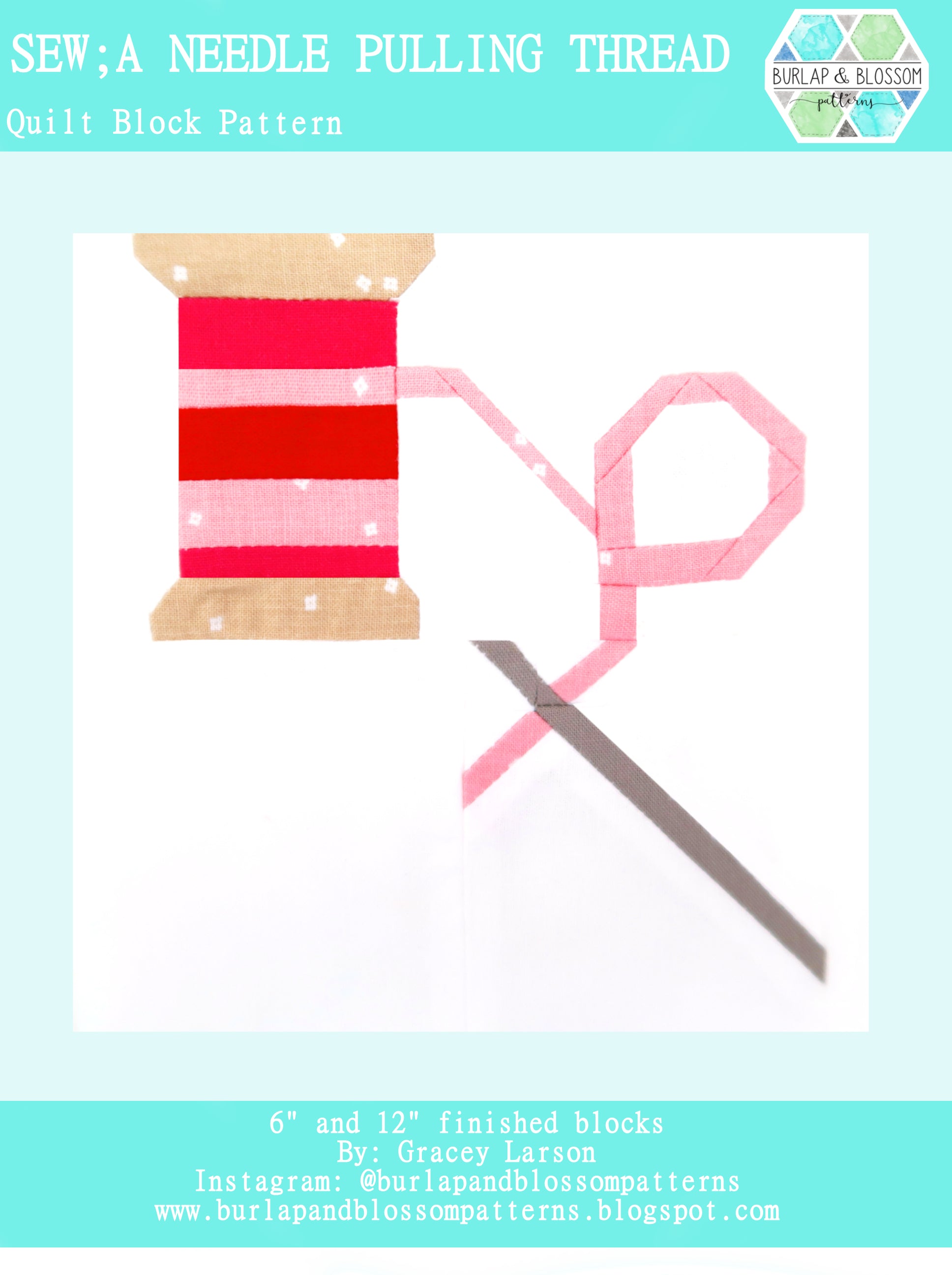 Pattern, Sew A Needle Pulling Thread Block by Burlap and Blossom (digi ...