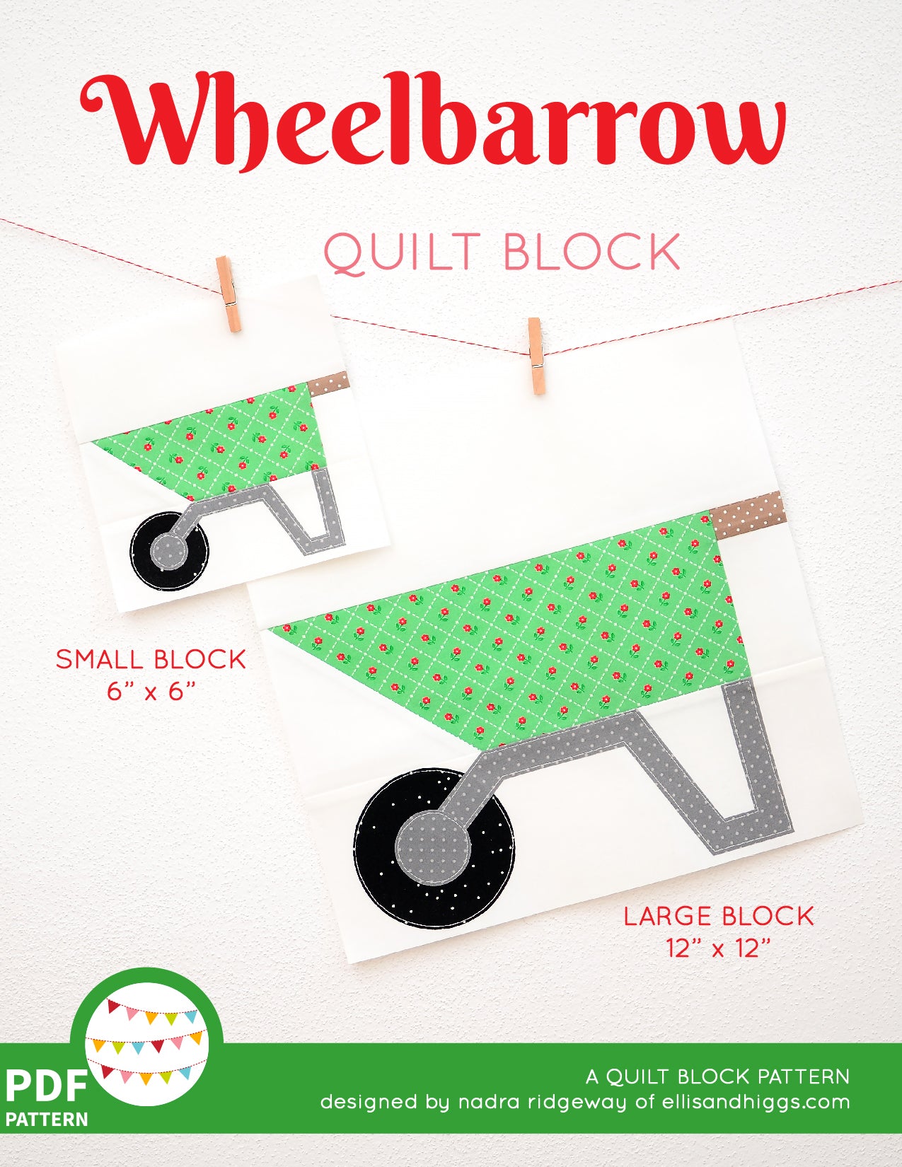 Pattern, Wheelbarrow Quilt Block by Ellis & Higgs (digital download ...