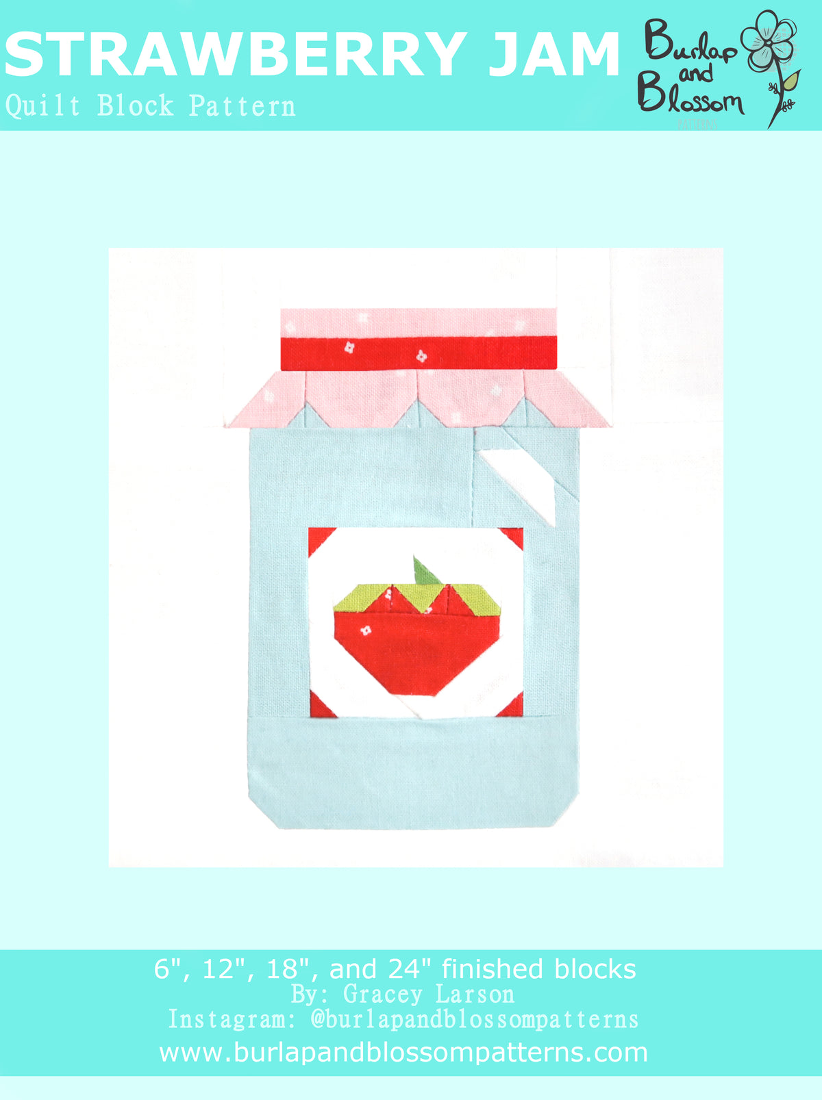 Pattern, Strawberry Jam Quilt Block by Burlap and Blossom (digital dow ...
