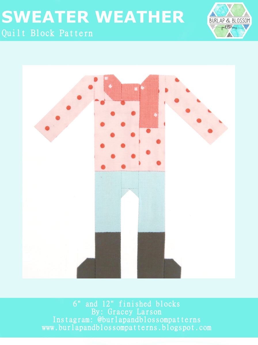 Pattern, Sweater Weather Quilt Block by Burlap and Blossom (digital do ...
