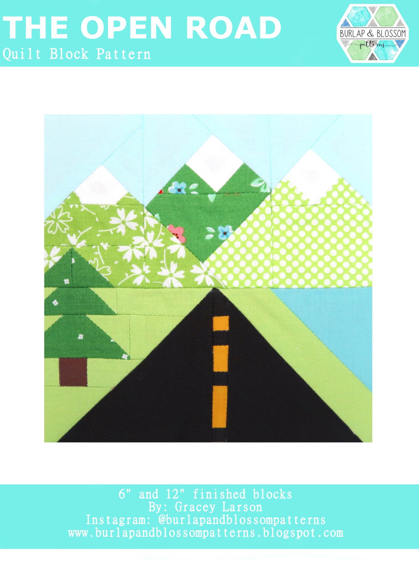 Pattern, The Open Road Quilt Block by Burlap and Blossom (digital down ...